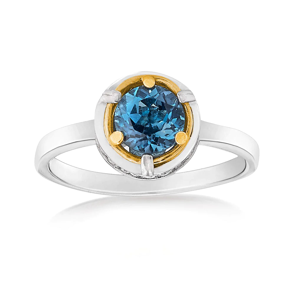Petite London Blue Topaz Ring with 18k Gold Vermeil – Raku Gallery