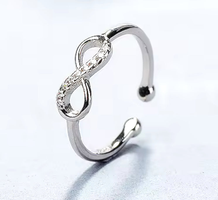 Sterling Silver Open Infinity Ring with Crystals – Raku Gallery