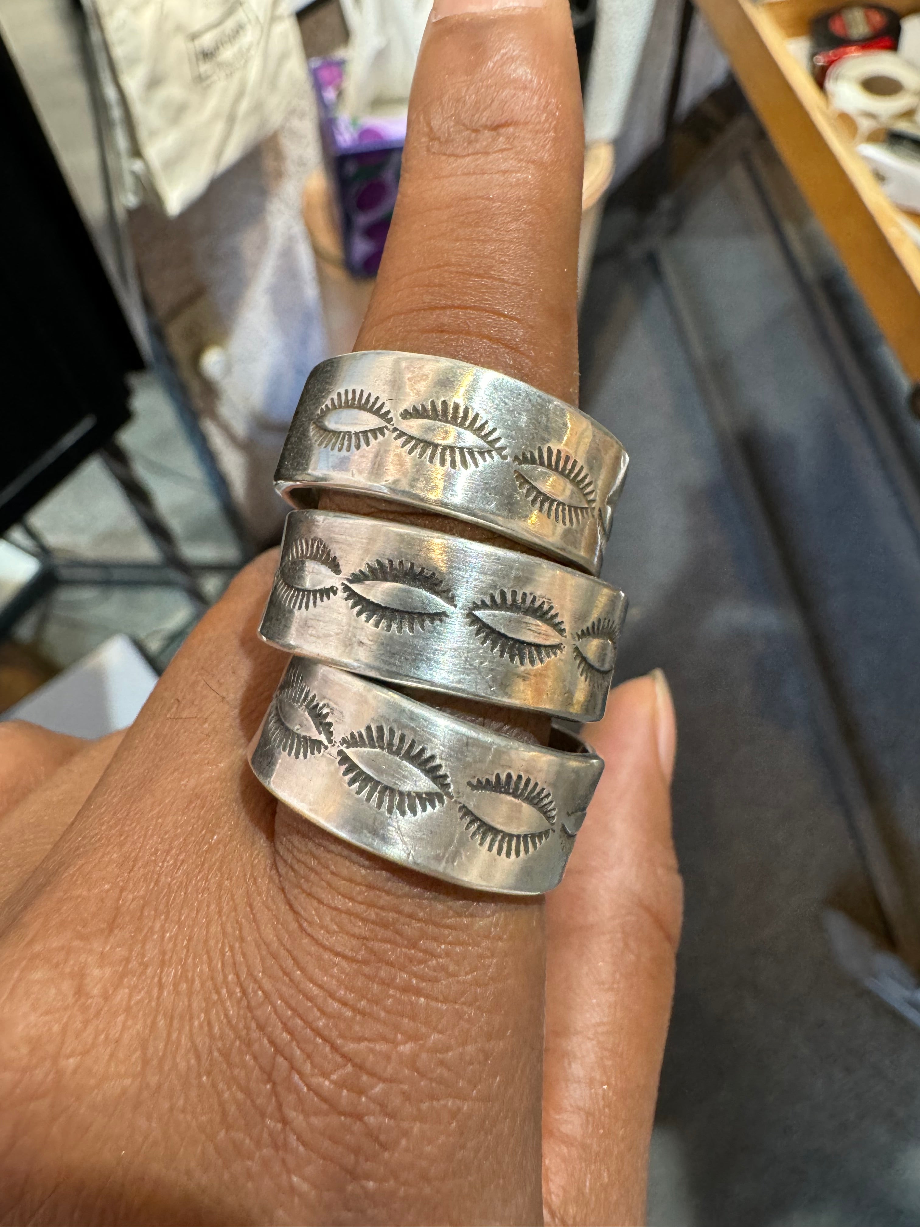 Navajo made SS Ring bands – Raku Gallery