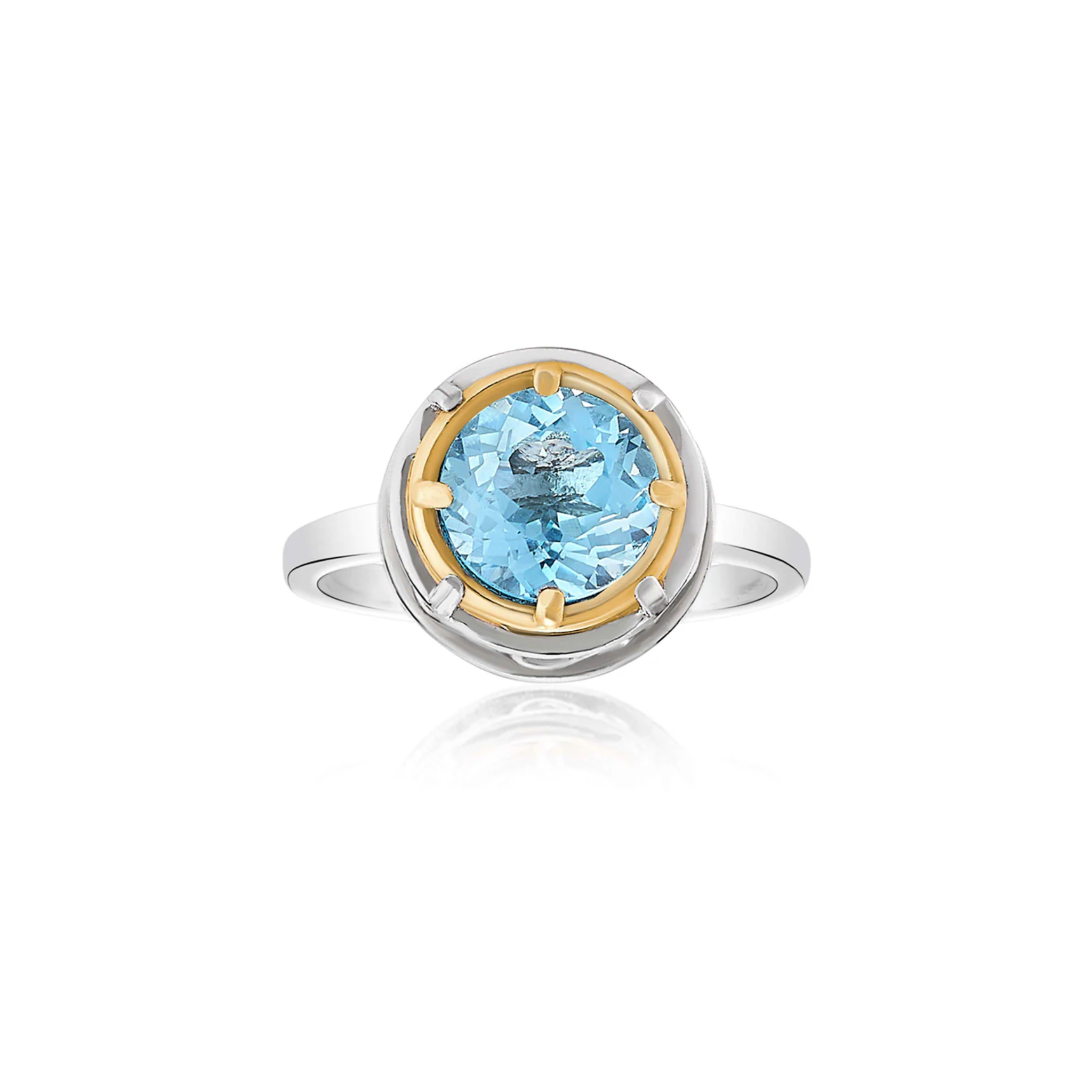 Round Blue Topaz Ring with 18k Gold Vermeil – Raku Gallery