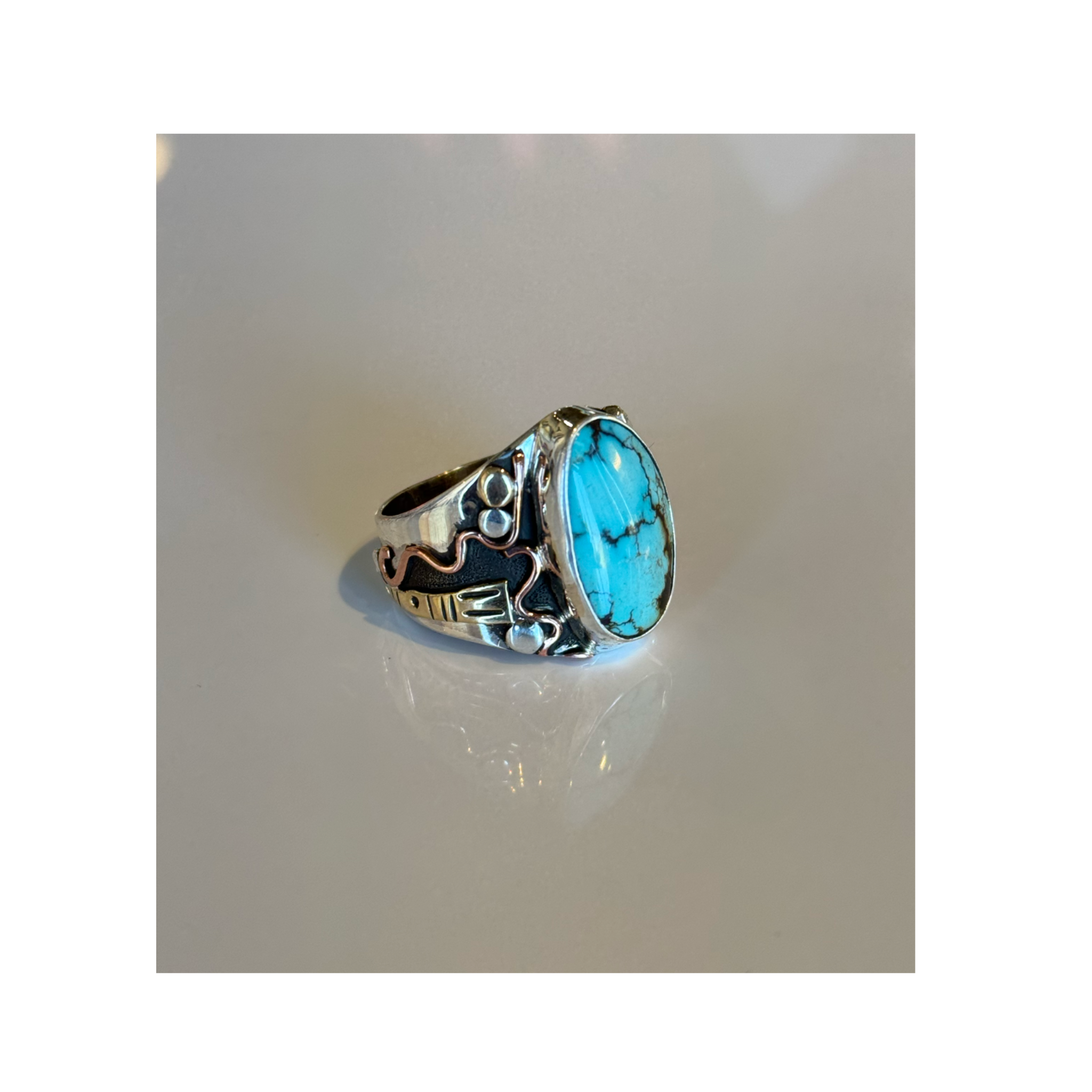 Turquoise stone Inlaid Ring – Raku Gallery