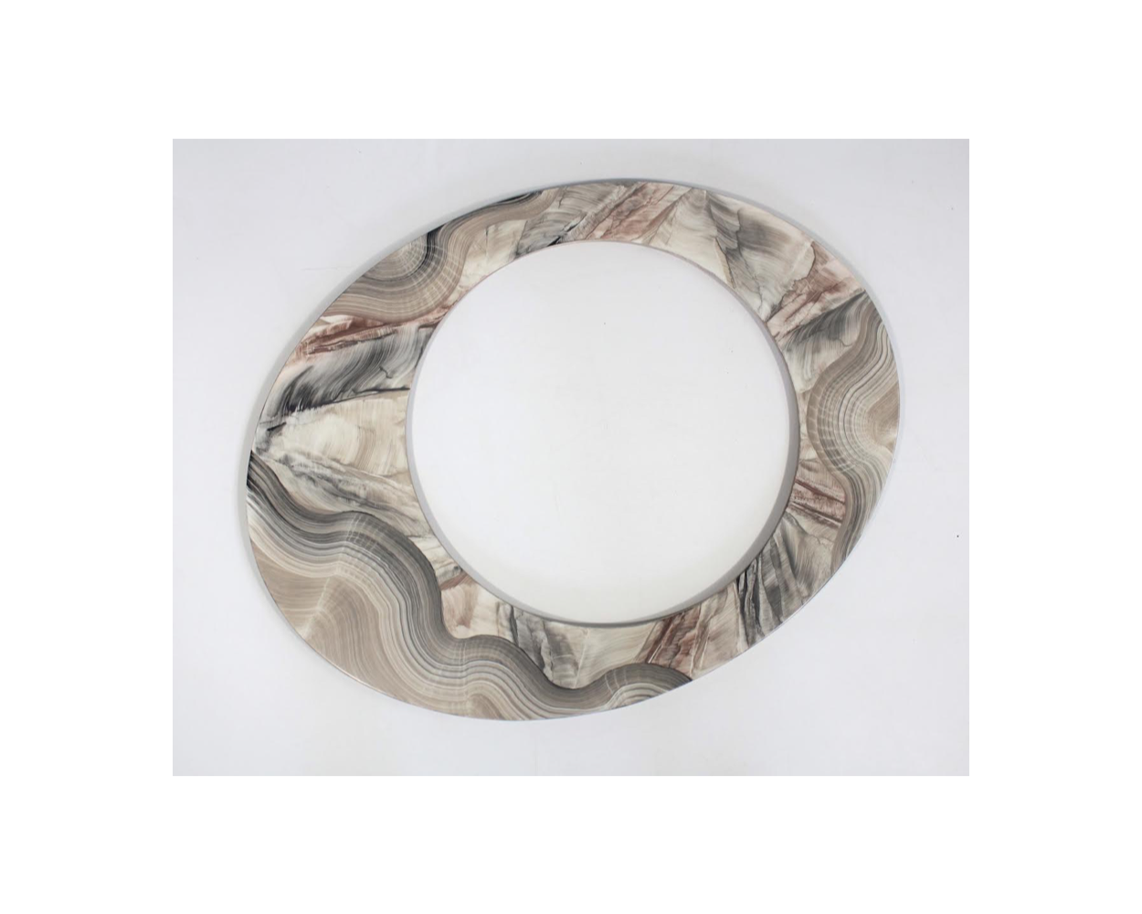 Hand Painted Asymmetrical Mirror - White River – Raku Gallery