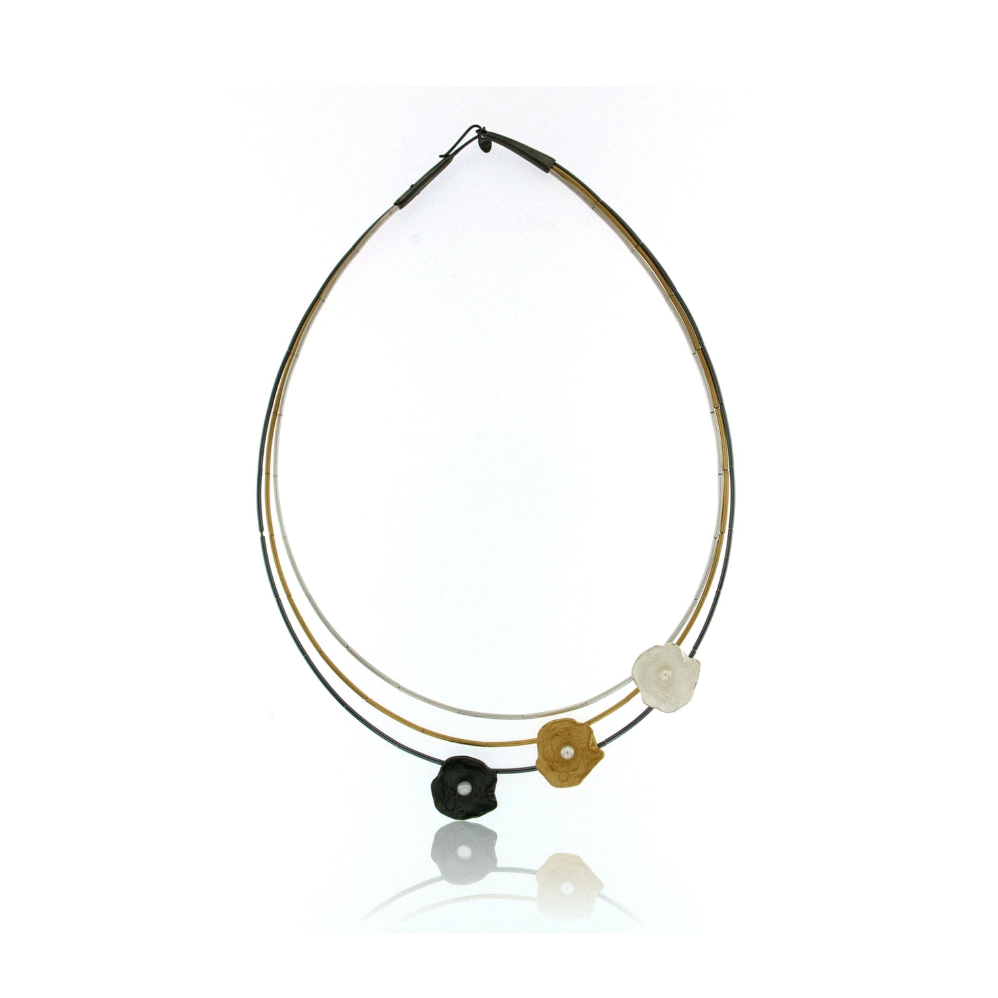 3 Strand Petal Necklace with Pearl – Raku Gallery