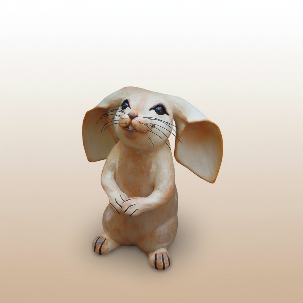 Handmade Lop-Eared Rabbit Sculpture by Sumati Colpitts – Raku Gallery