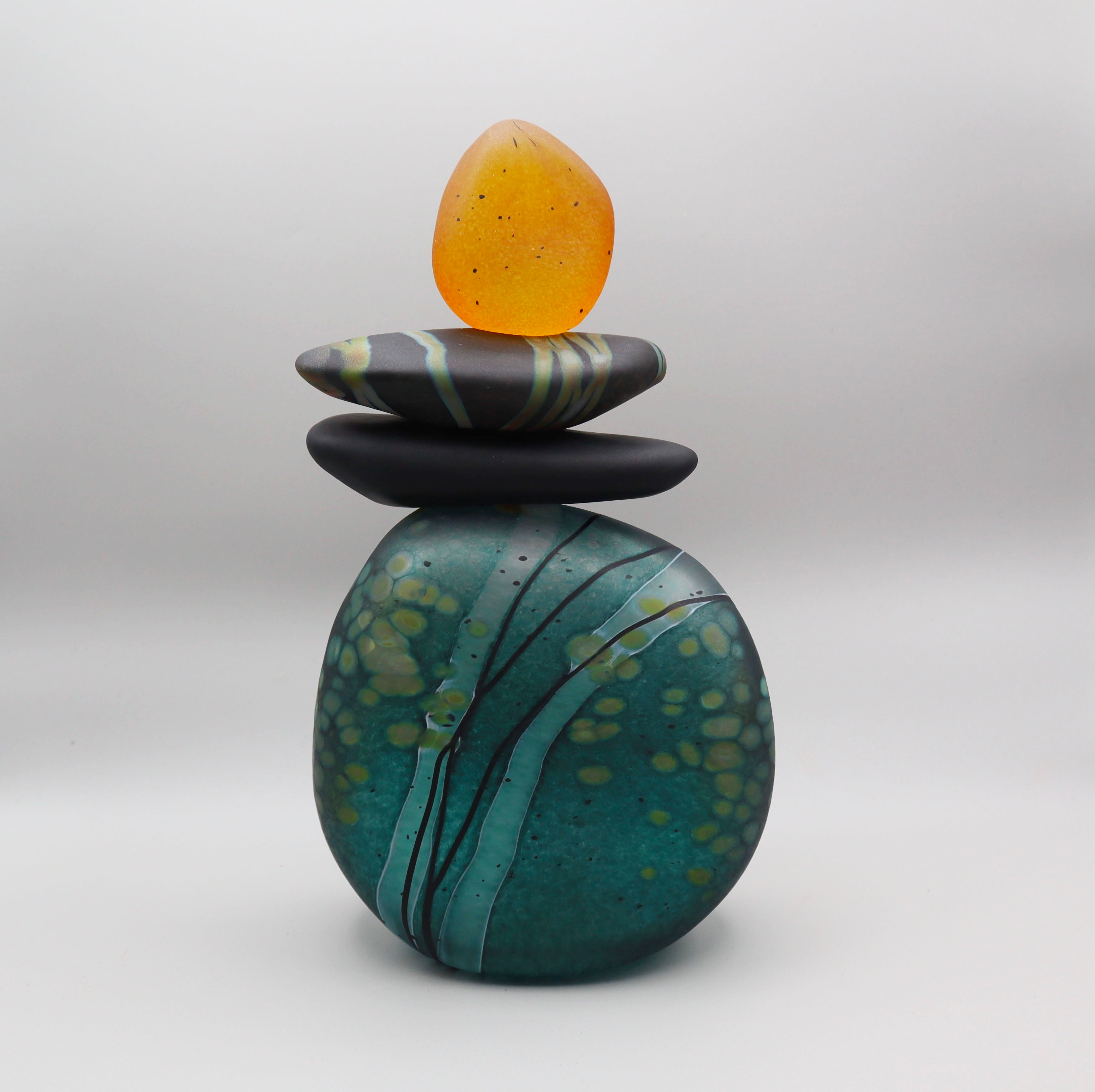 Turquoise with Golden Cairn Sculpture – Raku Gallery