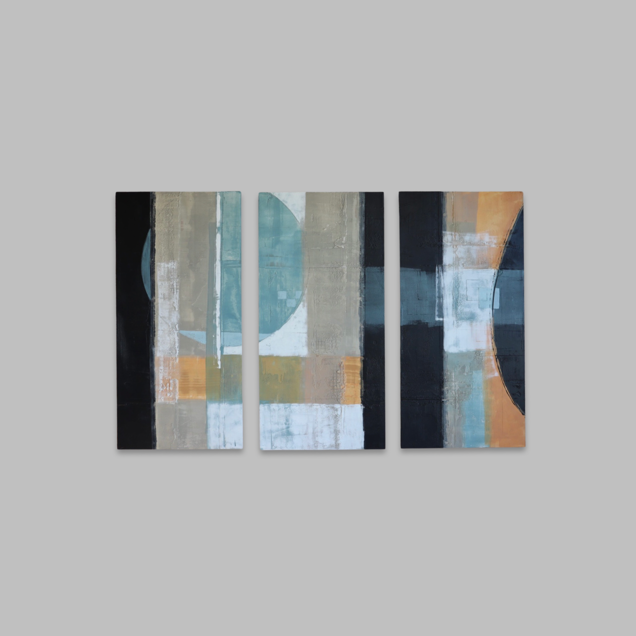 Grey Blue Triptych – Raku Gallery